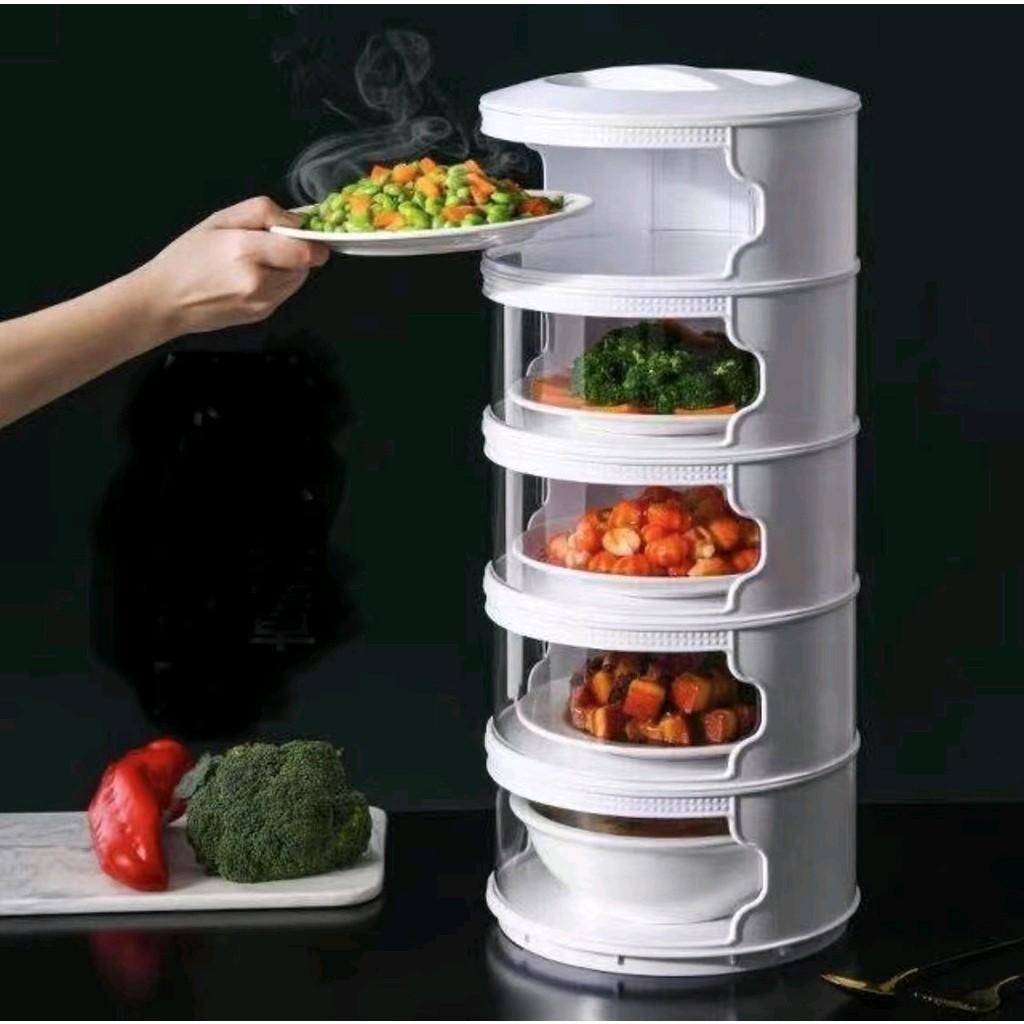 5-LAYER FOOD KEEPER Storage Rack Stackable Plastic Organizer With Cover ...