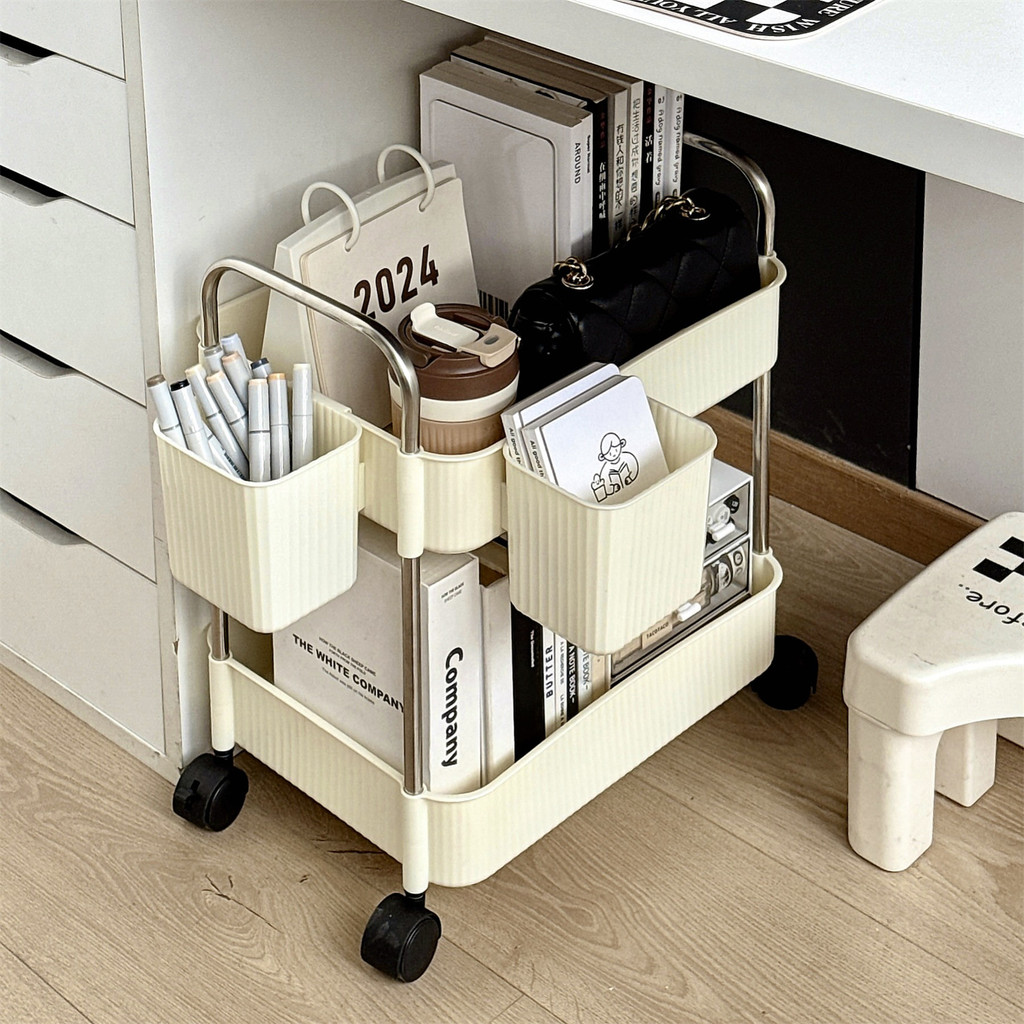 Under Desk Storage Rack Desk Book Storage Rack Movable Small Cart with ...