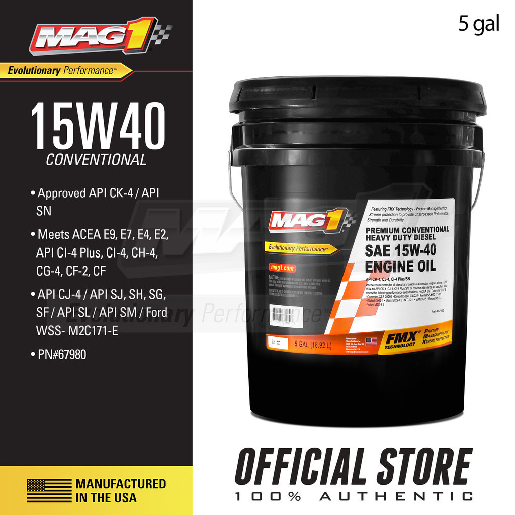 MAG 1 15W40 All Fleet API CK-4/SN Car Engine Oil for Gas/Diesel(Heavy ...