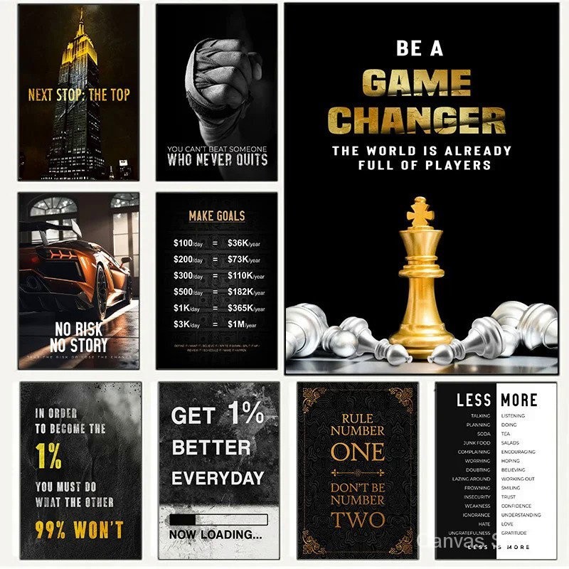 Vintage No Risk No Story Less Is More Motivational Quote Canvas ...