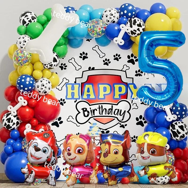Paw Patrol Garland Arch Kit blue Number Balloon Marshall Skye Chase Theme Birthday Supplies ...