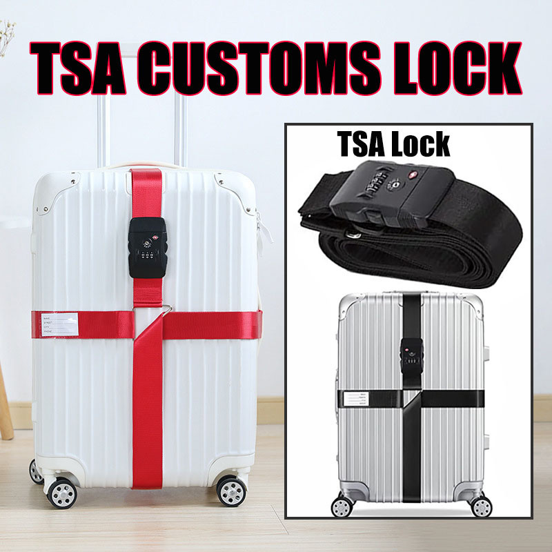 TSA Customs Lock Luggage Strap with Password Adjustable Cross Strap ...