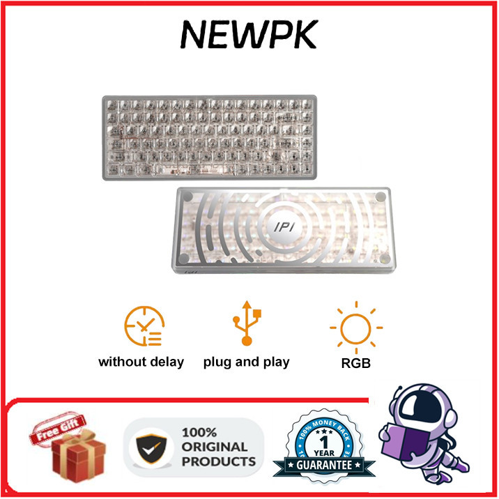 IPI Crystal 75 wired fully transparent RGB keyboard transparent PCB ...