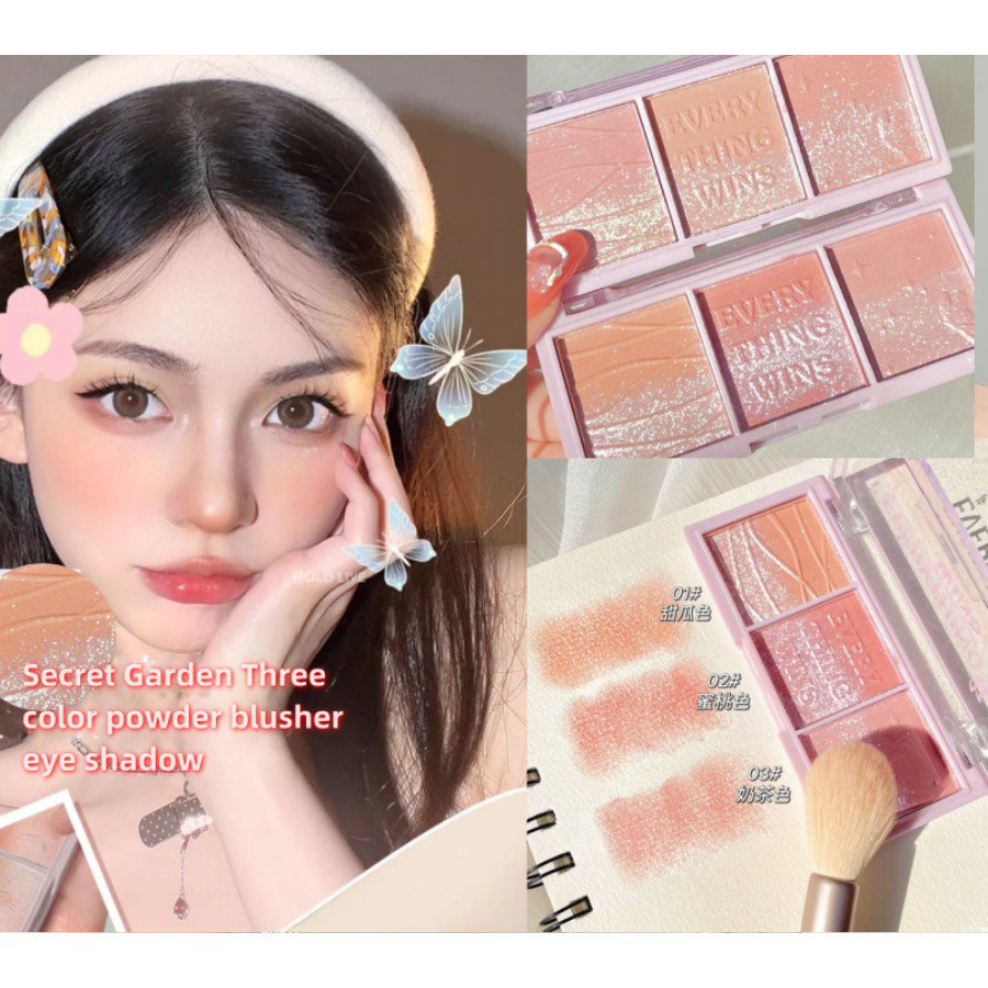 3 Colors Highlighter Blush Powder Long Lasting Cheek Blush Powder ...