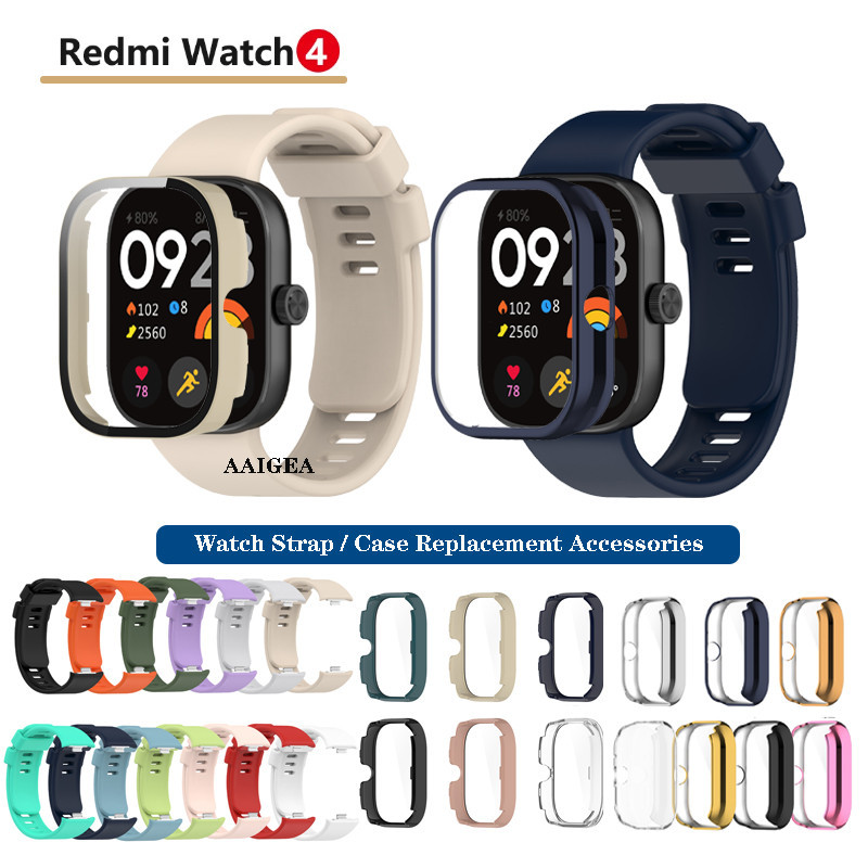 For Redmi Watch 4 Strap Case Tempered Glass Screen Protector Plating ...