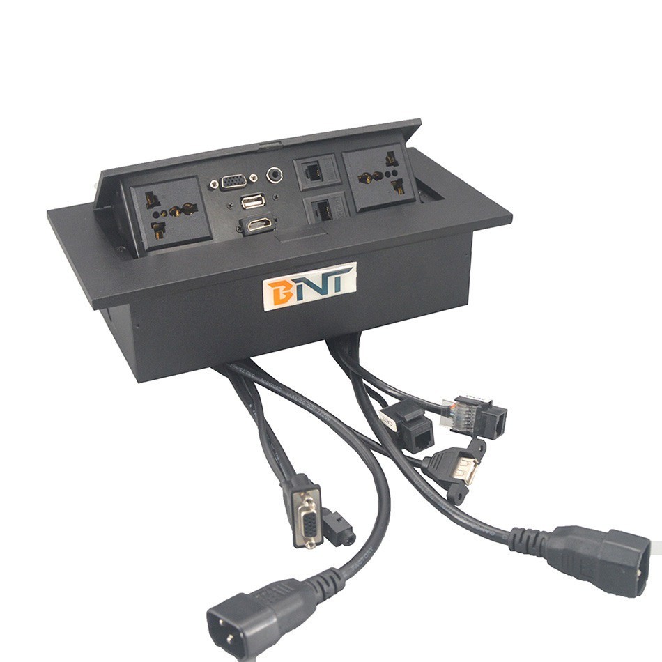 Recessed Office Meeting Table Pop up Desk Power Socket Outlet Aluminum ...