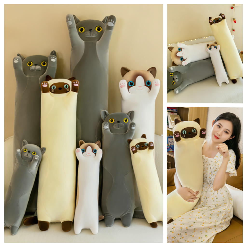 Cuddly Companions Long Cat Plush Pillows Comforting Embrace Cozy Decor ...