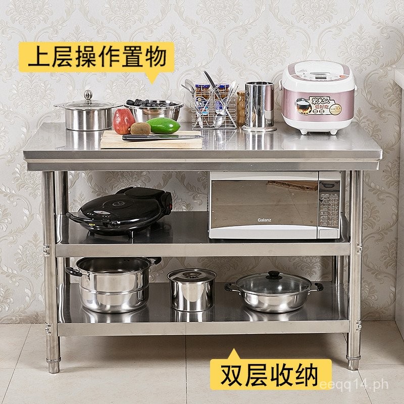 Three-Layer Stainless Steel Workbench Restaurant Commercial Prep Table ...