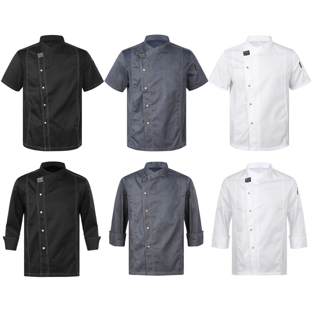 Ocealan Mens Womens Unisex Kitchen Work Uniform Chef Coat Cook Jacket ...