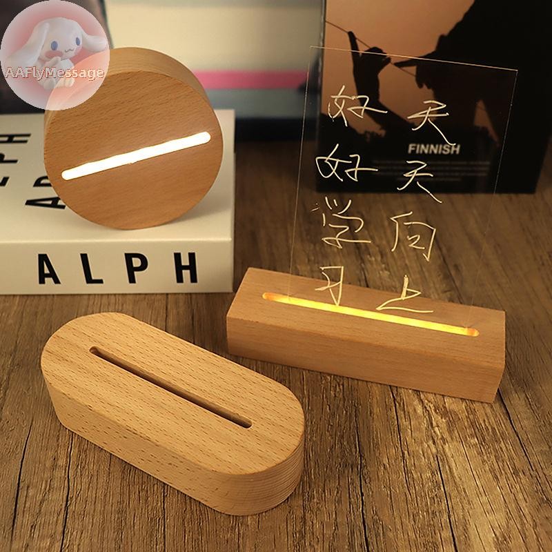 AFIYM AAA Battery Powered Wood Base Led Light Display Stand For Acrylic ...