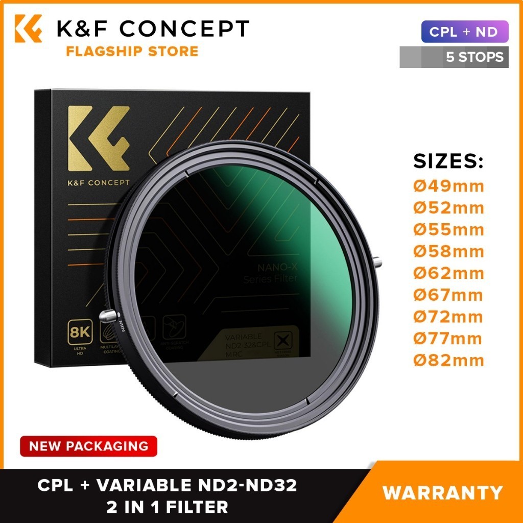 K&F Concept PH Official Nano-X CPL + Variable FADER NDX ND2-ND32 46mm-82mm | Shopee Philippines
