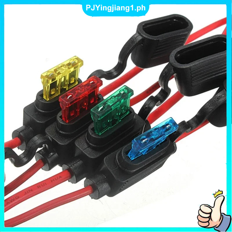 Medium Waterproof Auto Fuse Holder 16AWG and Car Blade Fuse 10A 15A ...