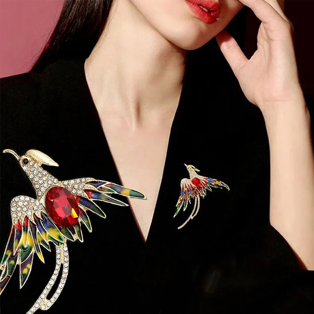 Luxury Crystal Phoenix Lapel Pins For Women Men Bird Metal Brooches ...