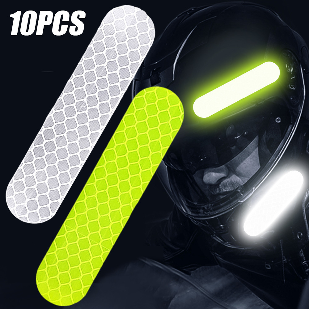 10Pcs Night Safety Warning Stickers - Helmet Reflective Sticker - Auto ...