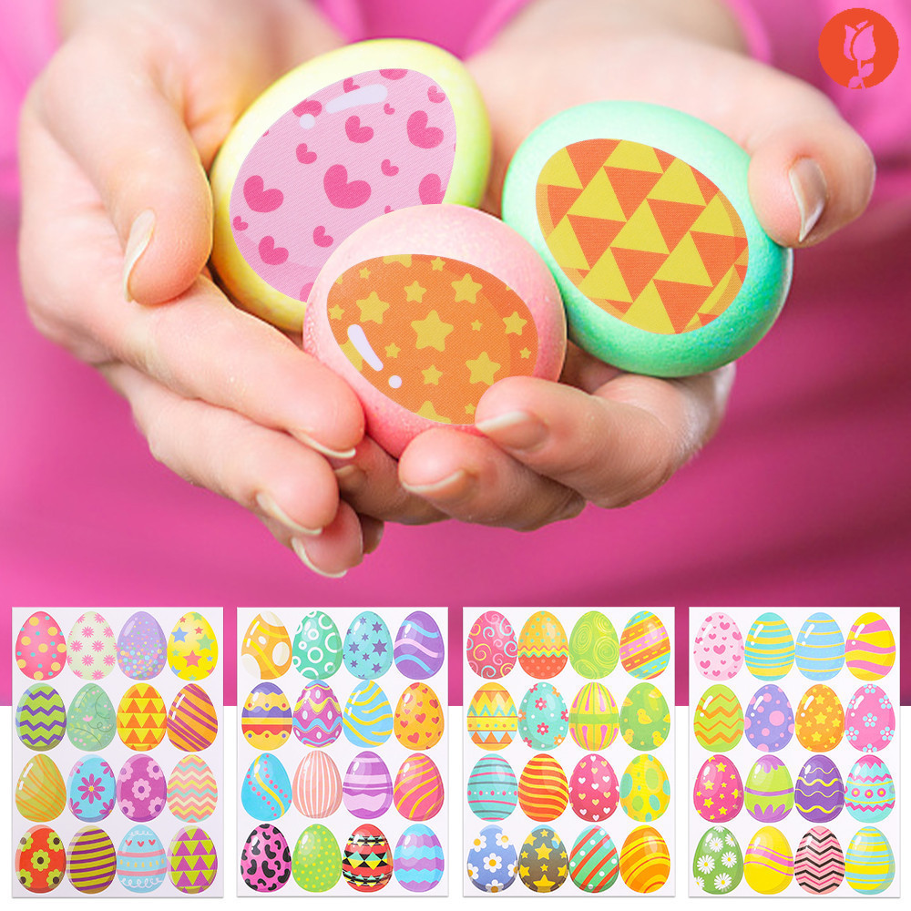 DIY Self-adhesive Easter Colored Eggs Pattern Decals / Easter Festival ...