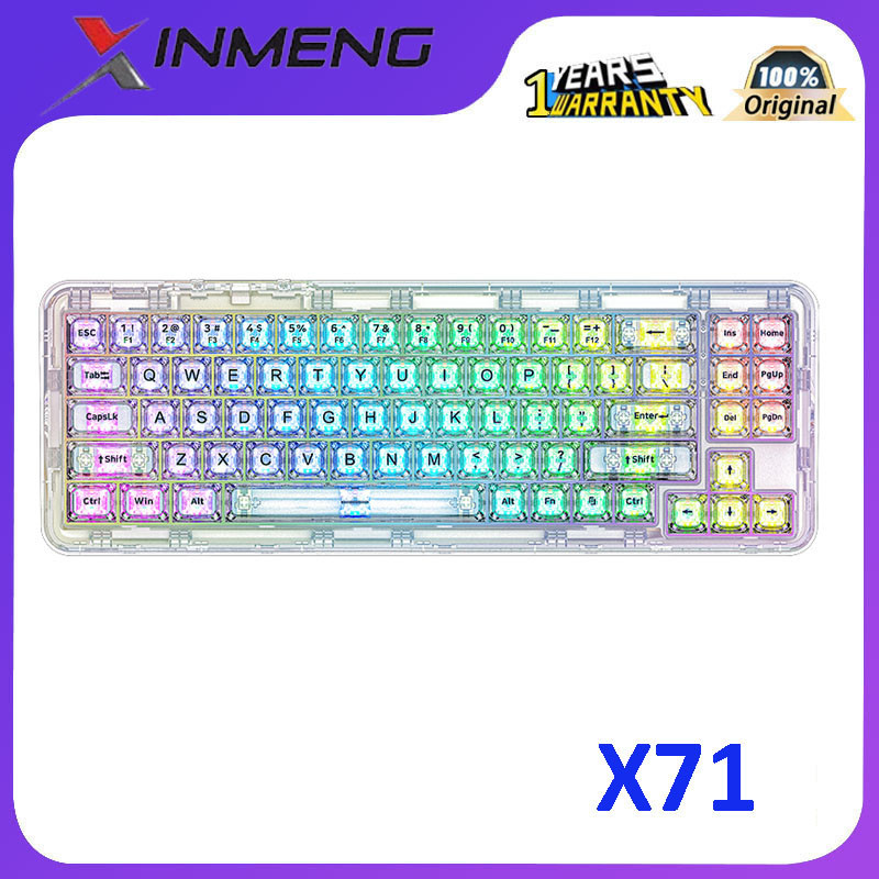 Xinmeng X71 Transparent three-mode wireless Mechanical keyboard ...