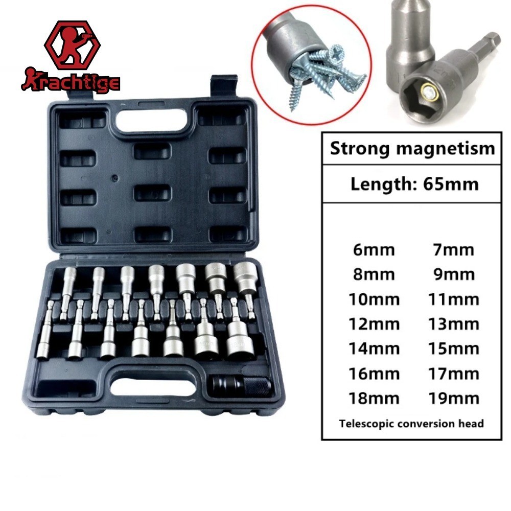 Krachtige 65mm Socket Sleeve Nozzles Nut Driver Set 6-19mm Power Drills ...