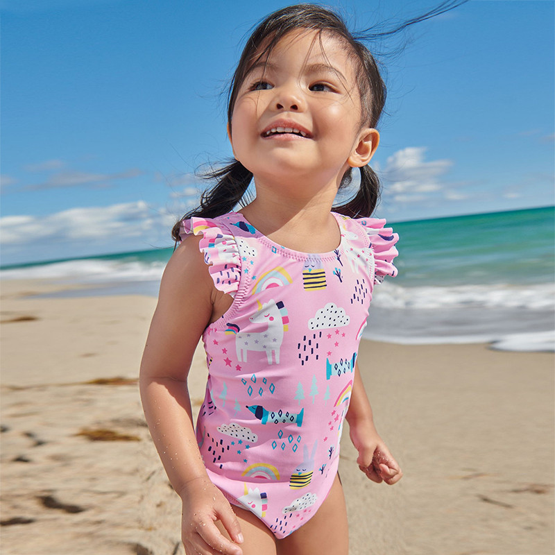 Toddler Kids Swimsuit Baby Girl Unicorn Swimwear Ruffles Sleeveless