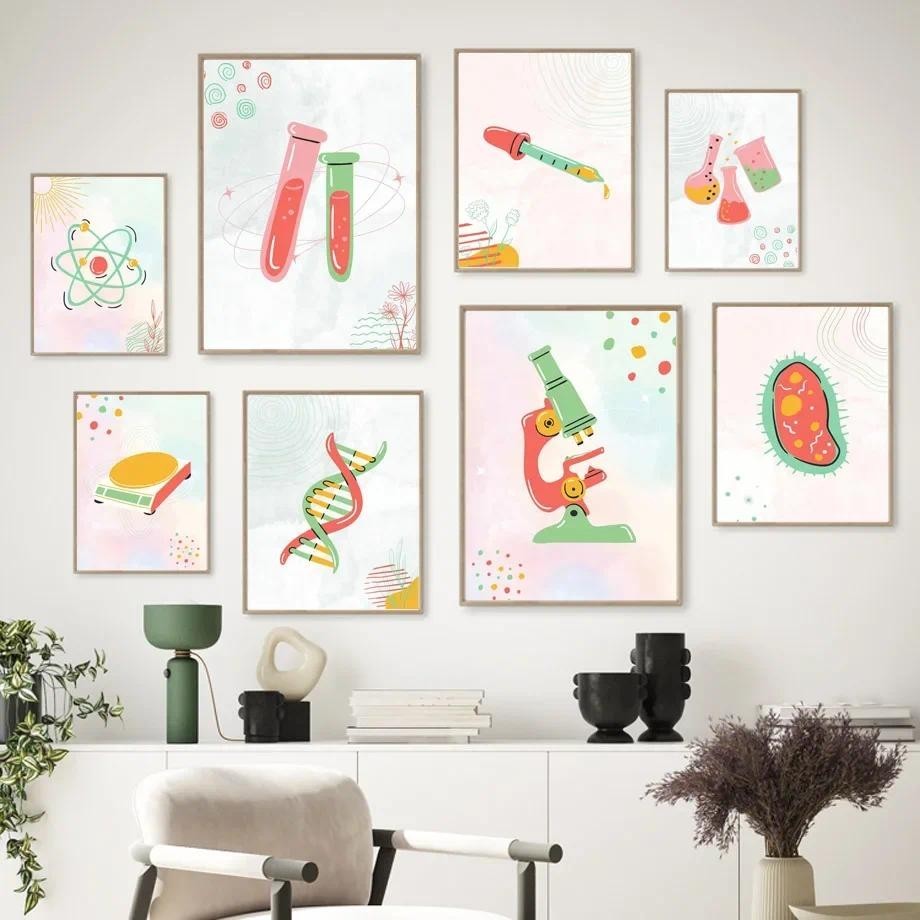 Science Biological Cell Microscope DNA Nursery Wall Art Canvas Painting ...