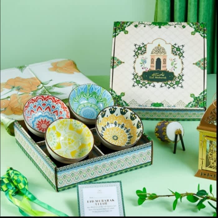 Ramadhan Eid Gift Box Moroccan Boho 4 Bowls Ceramic Hamper | Eid Al ...