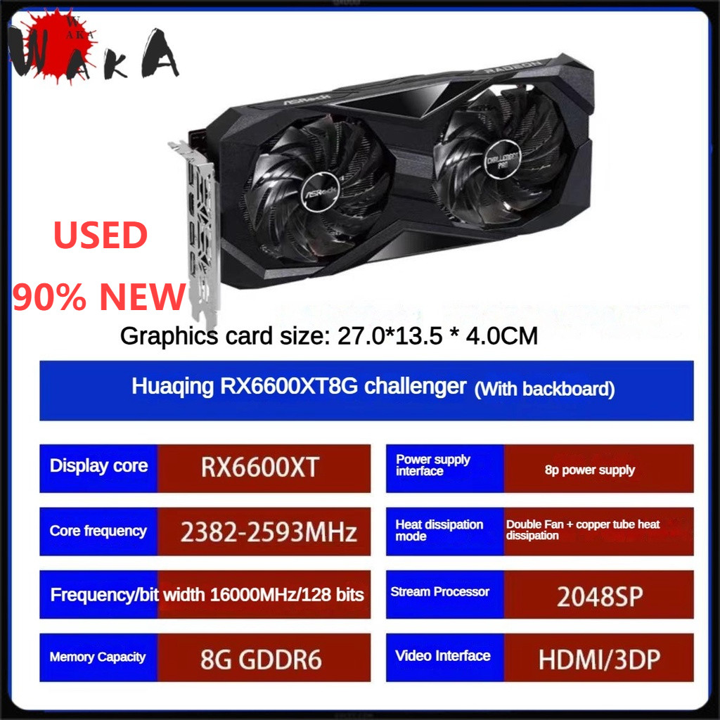 ASROCK AMD Radeon RX 6600XT Challenger D 8GB OC GDDR6 128-bit 6600XT ...