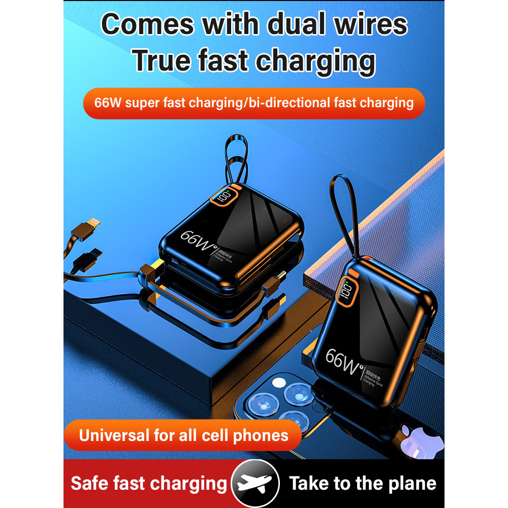 【Ready Stock】Mini portable charging treasure with fast charging cable ...