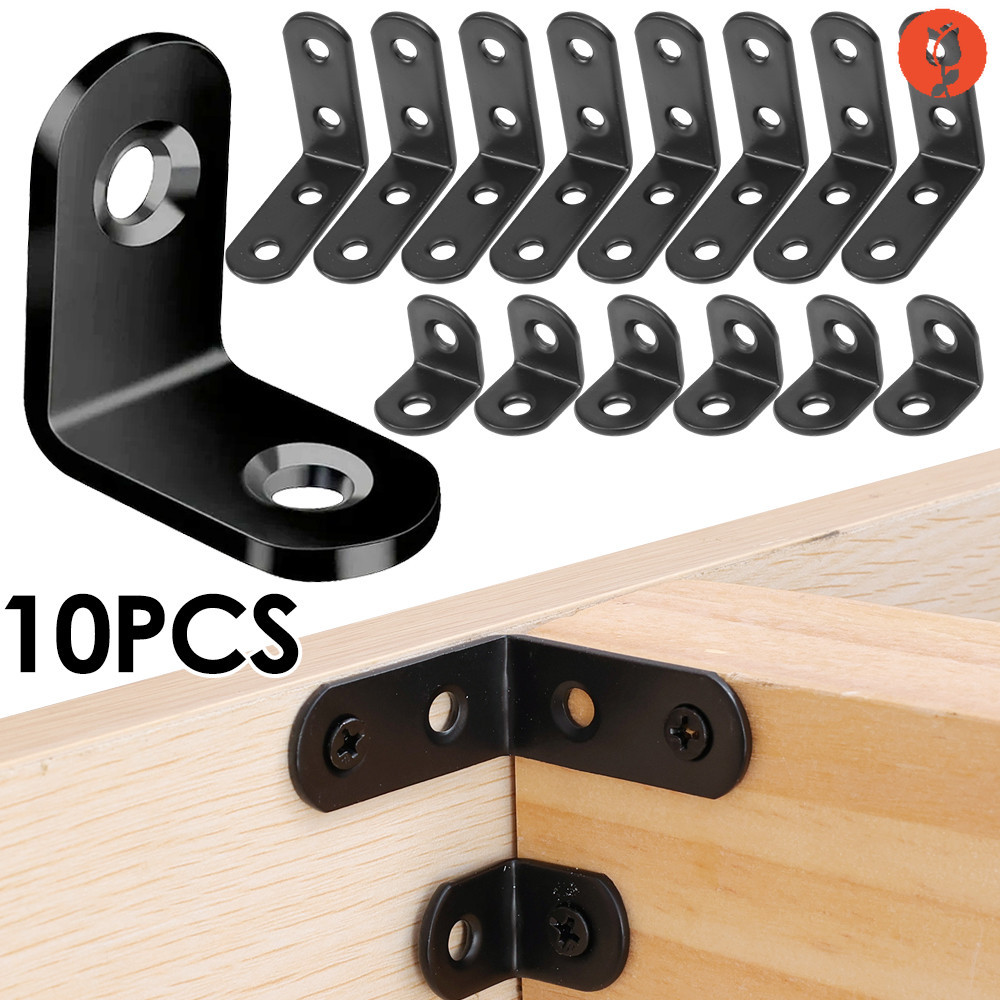 Simple Black L-shaped Right Angle Support with Screws - Heavy-duty ...