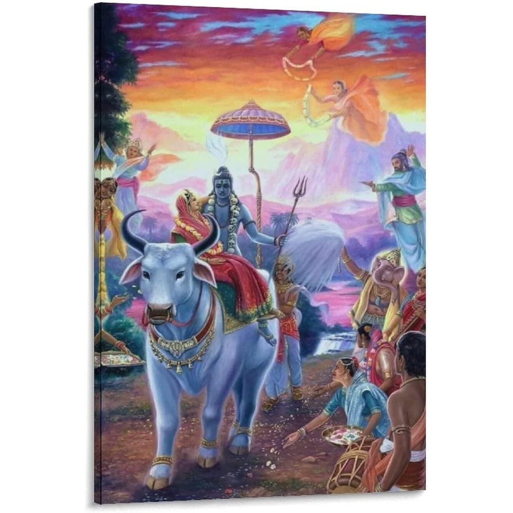 Religious Art Painting Posters Hindu God Shiva Parvati 5 Canvas Art ...