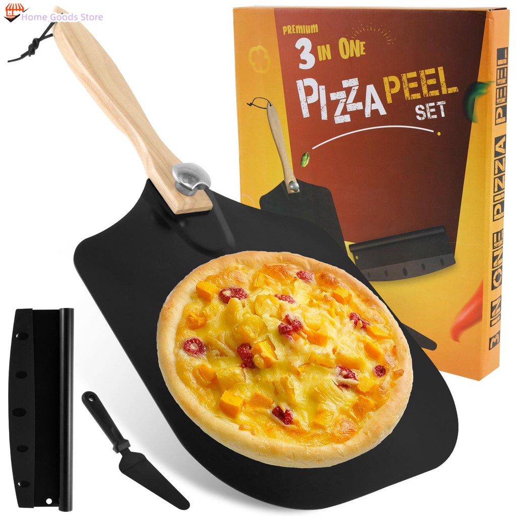 3Pcs Pizza Peel Set with Handle Portable Pizza Peel and Cutter Set Easy ...