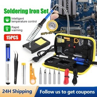 60W Soldering Iron Set Temperature Adjustable Electric Welding Iron ...