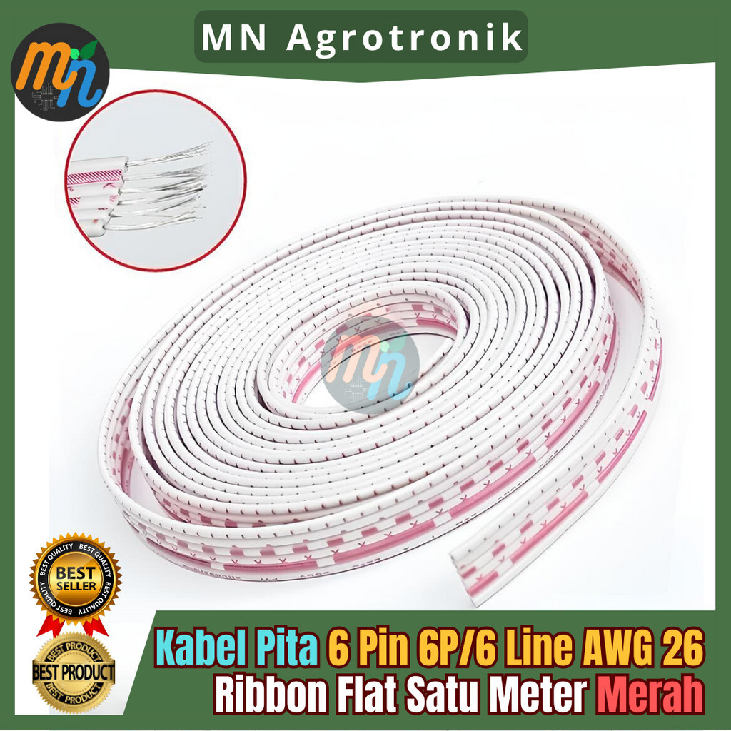 6 Pin 6P 6 Line Way Ribbon Cable AWG 26 Flat Ribbon One Meter | Shopee ...