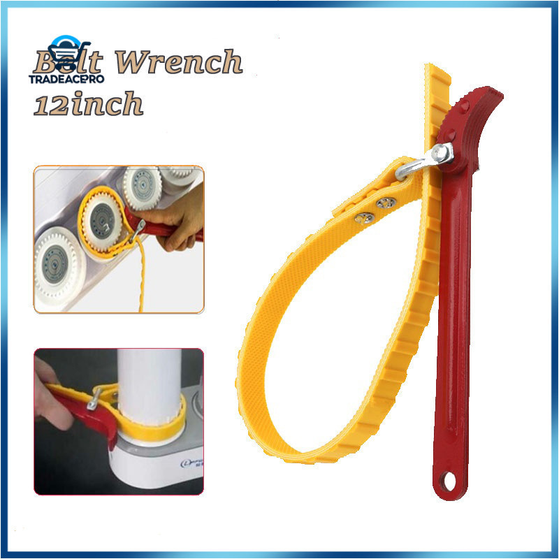 12inch Oil Filter Belt Wrench Oil Filter Puller Adjustable Strap Wrench ...