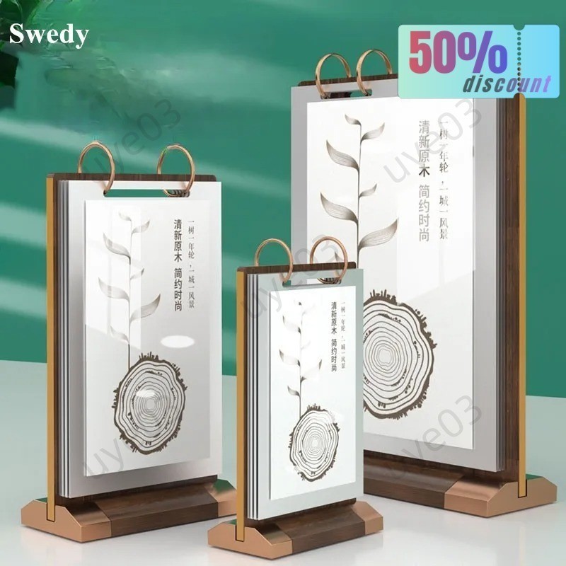 A4 Flipping High-End Menu Display Stand Multi-Page table card Wooden ...