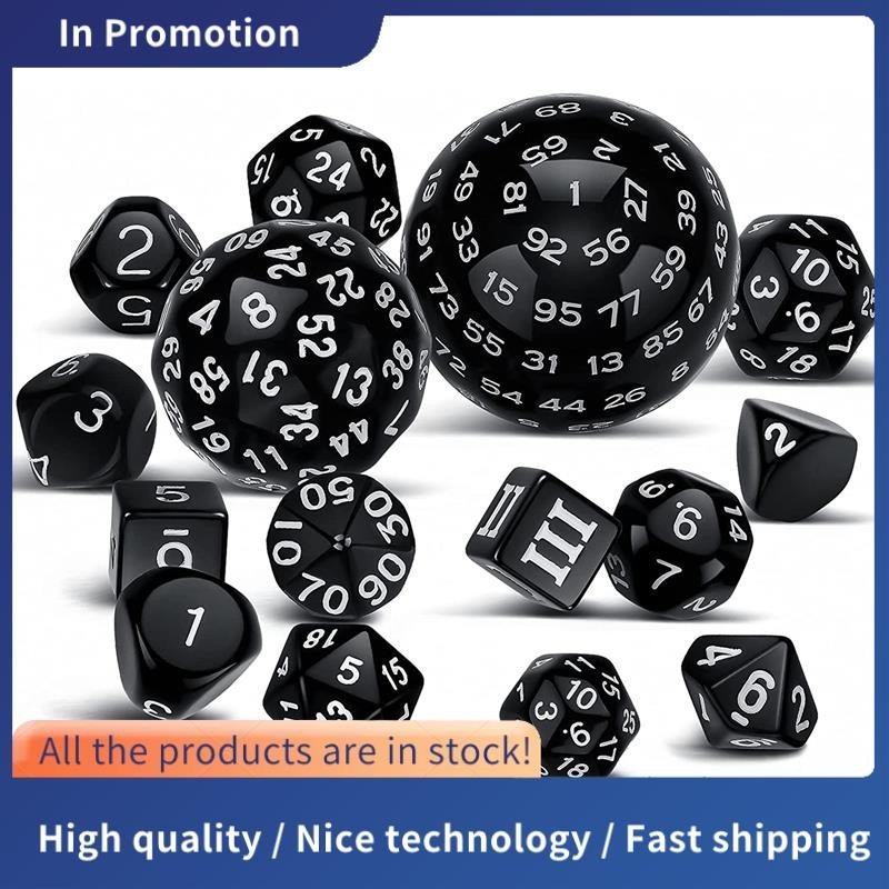 15Pieces Complete Polyhedral DND Dice Set D3-D100 Spherical RPG Dice ...