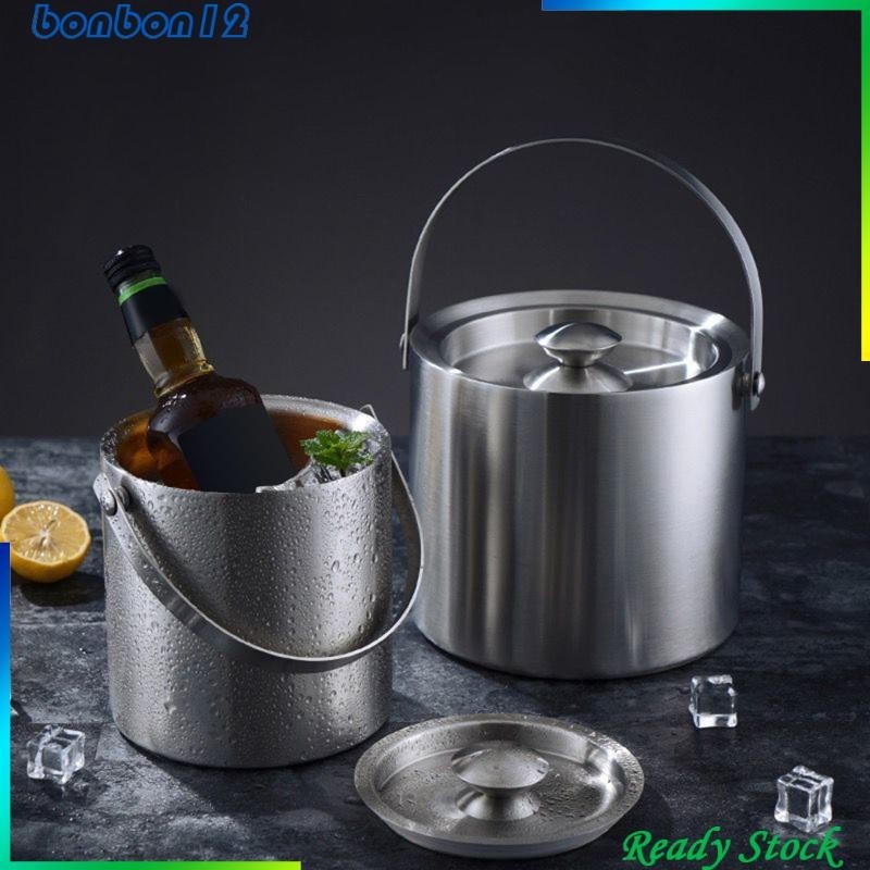 [BonBon] Ice Bucket with Handle Double Wall with Lid Keep Ice Cooling ...