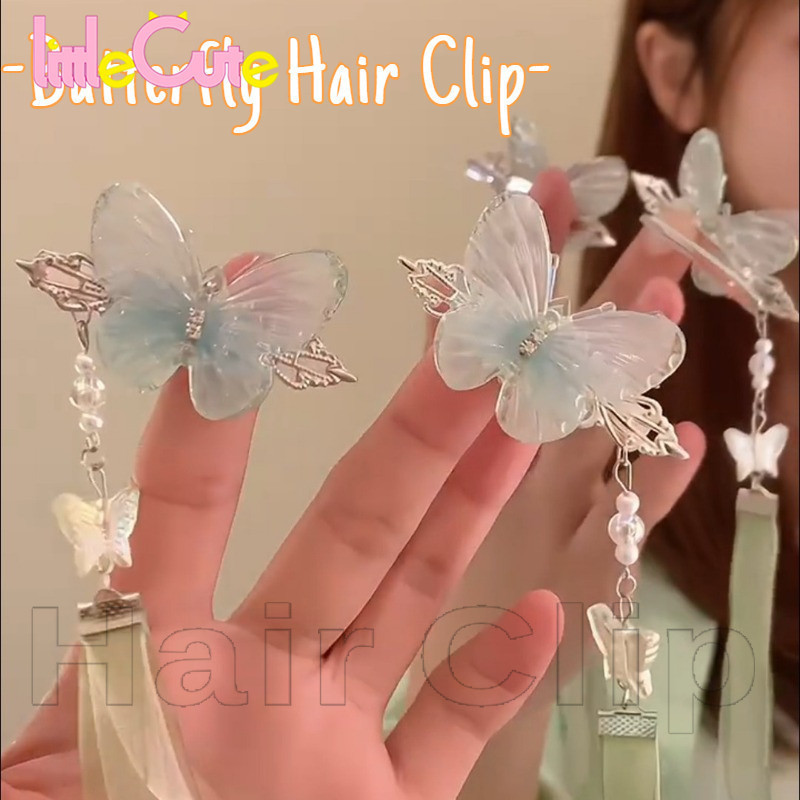Butterfly Tassel Hair Clips - Ancient Style - For Girls Women - Sweet ...