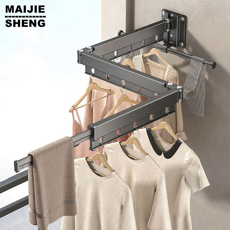 Clothes Drying Rack, Aluminum Alloy Folding Drying Rack, Wall-mounted ...