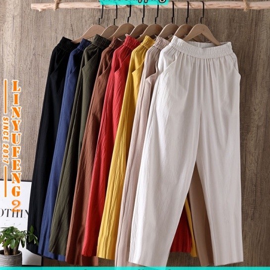 5 Color Plus Size M-4XL Long Harem Pants for Women High Waist Plus Size ...