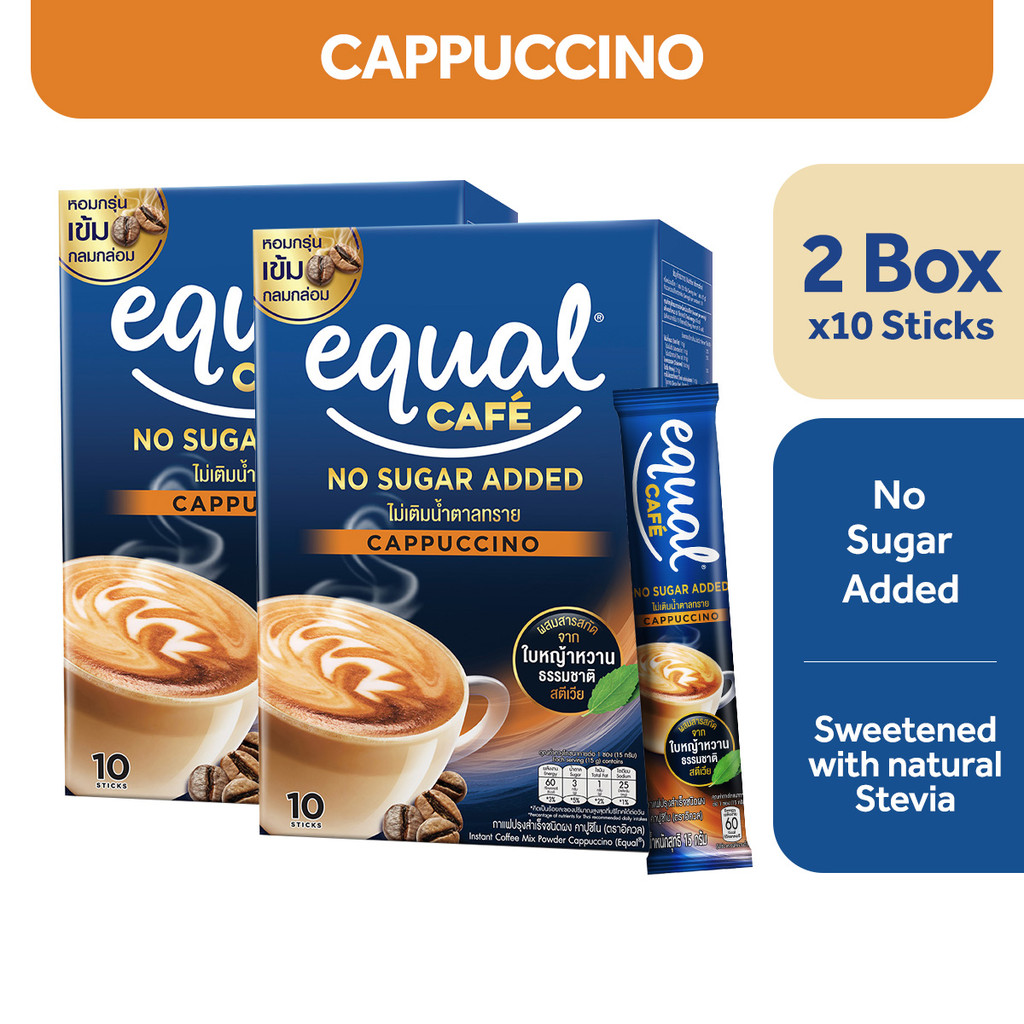 Equal Cafe Cappuccino, 3-IN-1 Coffee Mix 10 Sticks - 2 Boxes (Natural ...