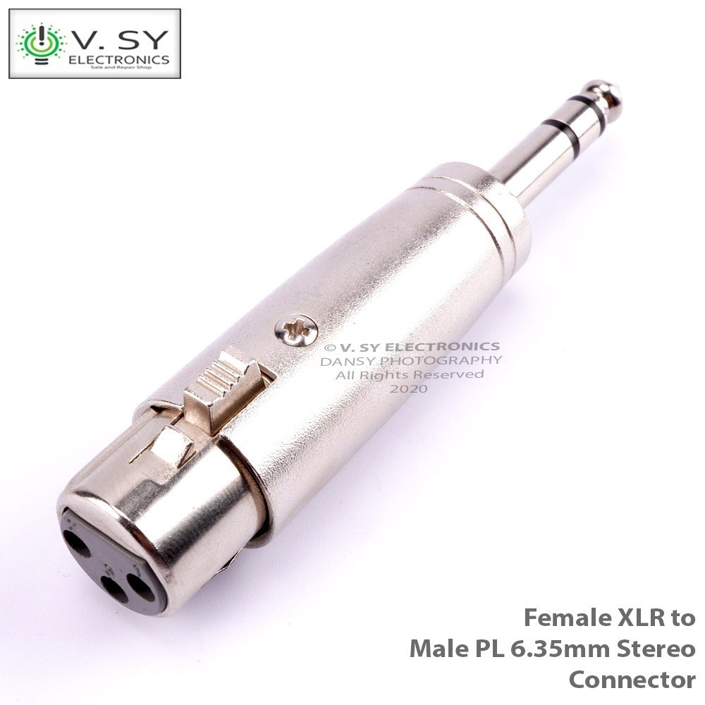 Female 3 Pin XLR Jack to Male Stereo PL 6.35mm 1/4 Plug Connector Adaptor Adapter Converter ...