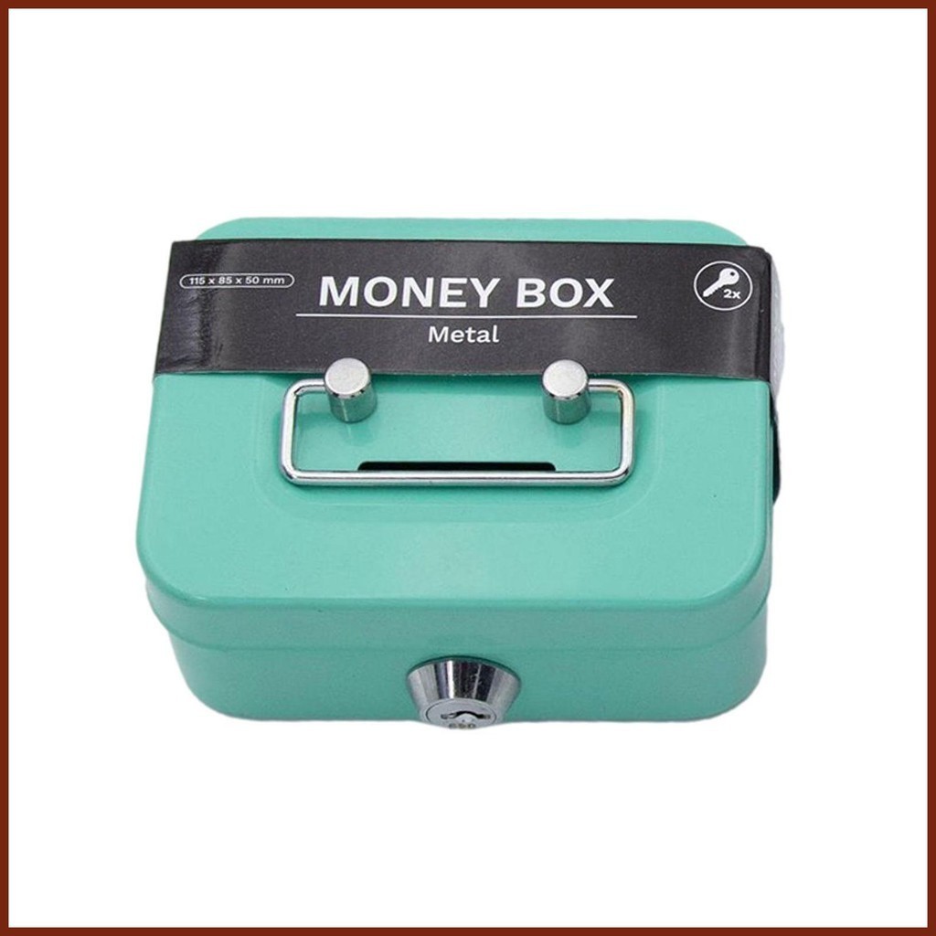 Money Box With Lock Metal Cash Box Mini Safe Lock Box Money Bank Money ...