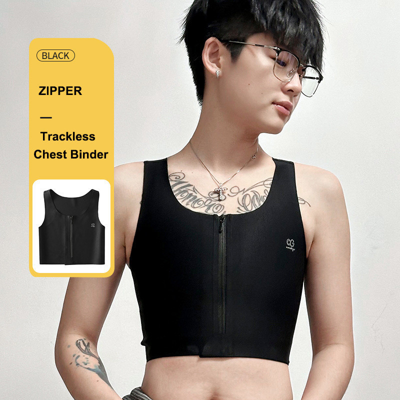 Zipper Chest Binder Traceless Zip Up Breast Binder Crop Top Underwear ...