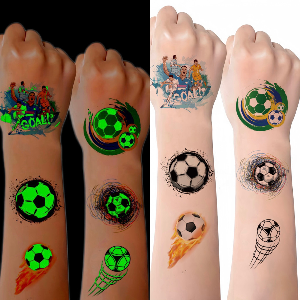 10 Sheets Noctilucent Football Face Temporary Tattoos Super Bowl Tattoo ...