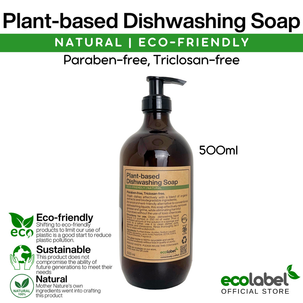 Eco-friendly Plant-based Dishwashing Liquid Soap 500ml 100% Biodegradable Compostable Natural ...