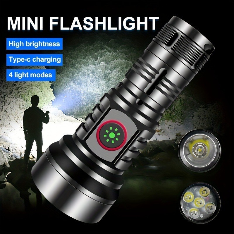 New Mini Strong Light Flashlight Rechargeable Bright One Piece Portable ...