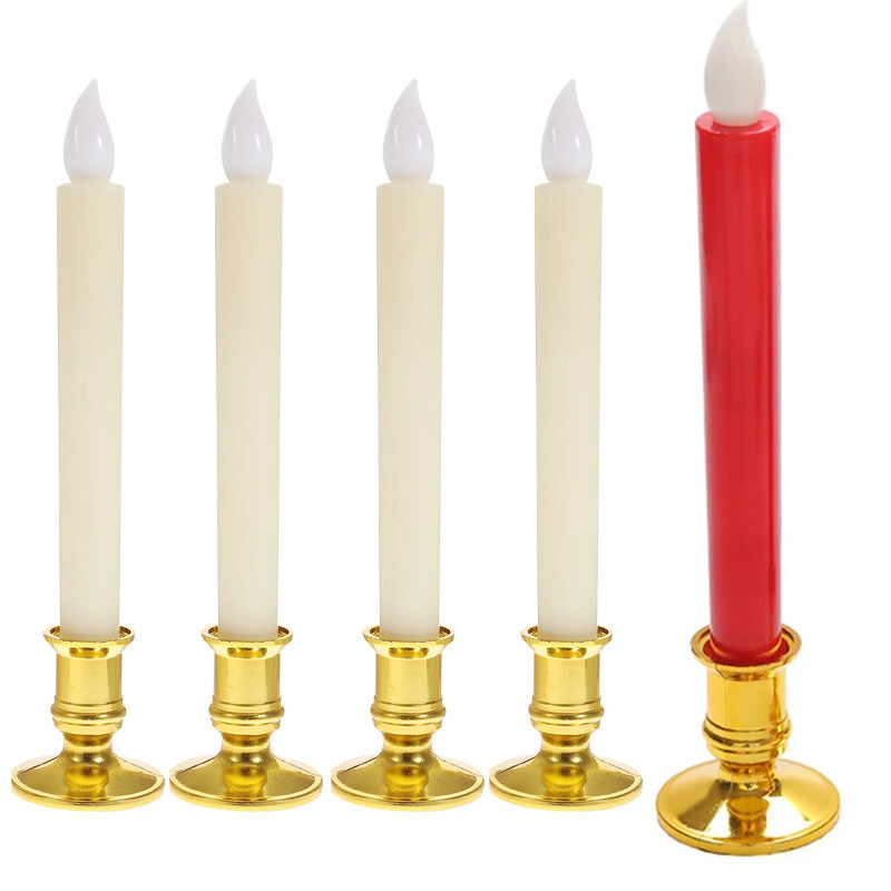 1Pair LED Flameless Candles with Bases/Long Pole Candle Lights | Shopee ...