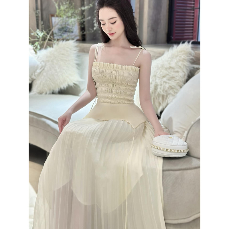 May Women'S Silk Dress Set CH180 Bright Skin Cream Color - Set Of ...