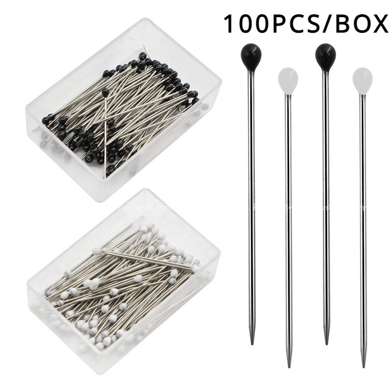 100Pcs/Box Black And White Pearl Long Needle Muslim Pin Alloy ...