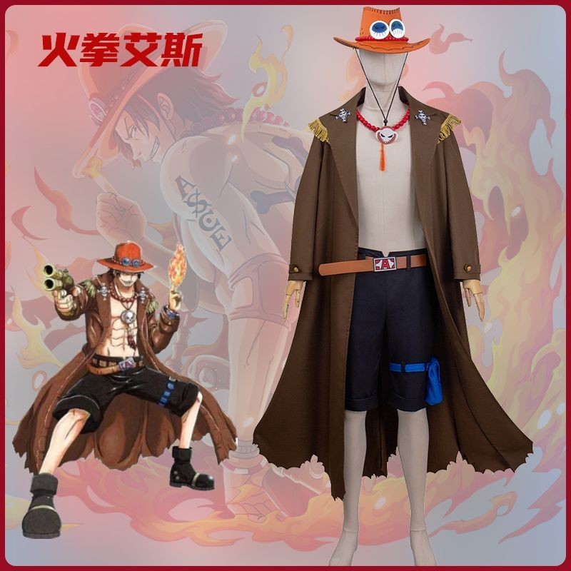 Anime One Piece Cos Costume Portgas D. Ace Cosplay Full Set of Anime ...