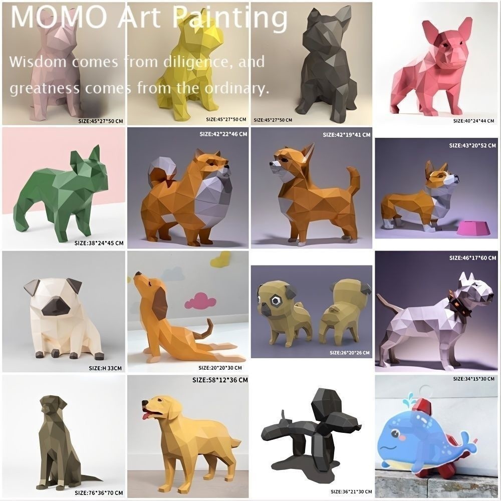 Momo Creative Paper Model D2 Dog Handmade Origami DIY Model Creative ...